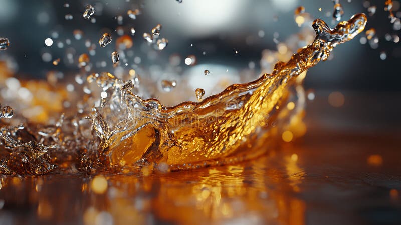 Icy Edge Breaking with Crystalline Force, Splash Particles Suspended ...