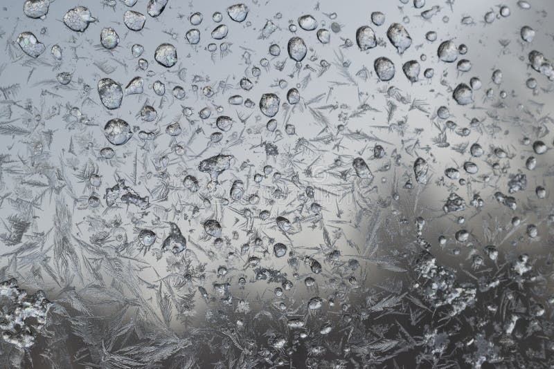 Icy Flowers-glass Blur of Frozen Window Inside Stock Image - Image of ...