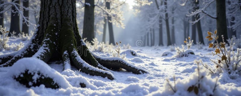 Icy Forest Floor with Frost Covered Tree Roots, Forest with Frost ...