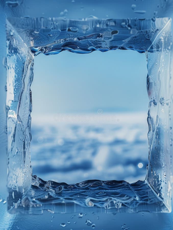 Icy Frame with Blurred Winter Landscape Stock Illustration ...