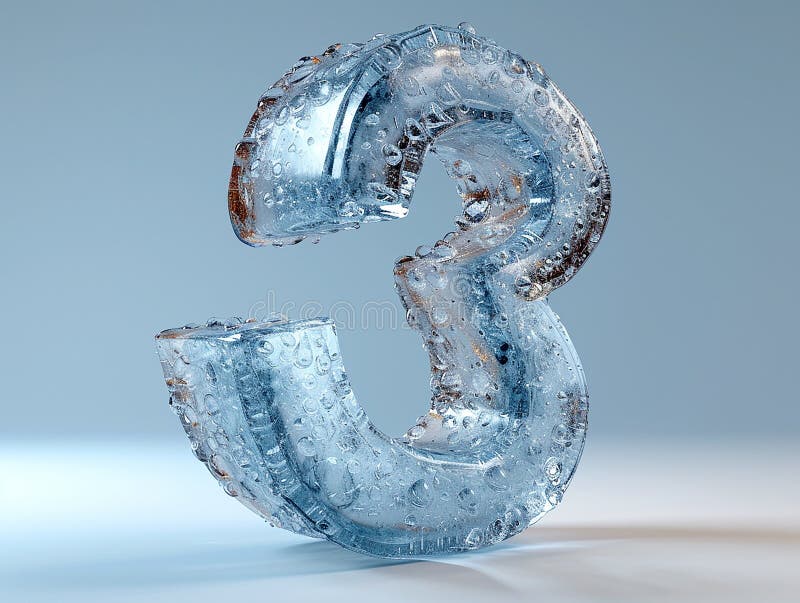 Icy Frozen Number 3 on a Light Background Stock Illustration ...