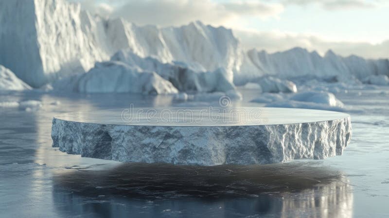 Icy Glacial Platform in Arctic Winter Landscape Stock Illustration ...
