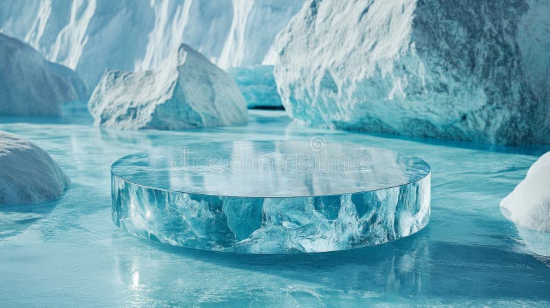 Icy Glacial Platform in a Cold Blue Lake Stock Illustration ...