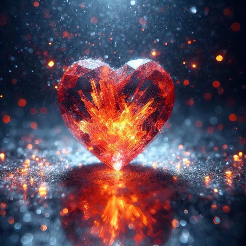 Icy Heart on Fire. Generative AI Stock Image - Image of bright, coal ...