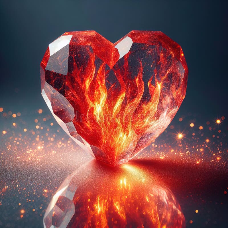 Icy Heart on Fire. Generative AI Stock Illustration - Illustration of ...