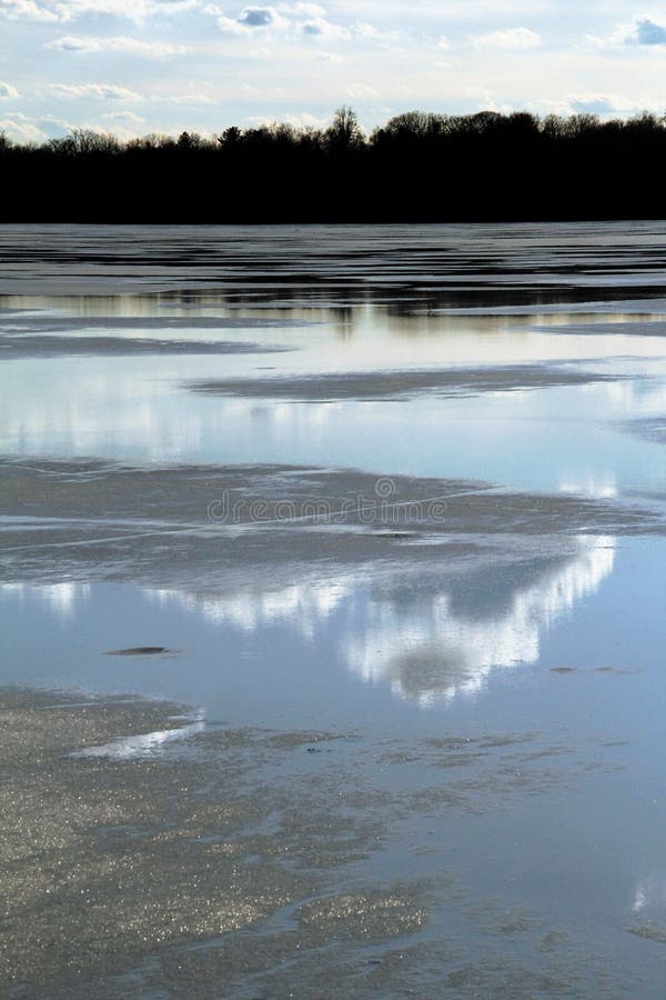Icy lake stock image. Image of spring, trees, reflects - 40171323