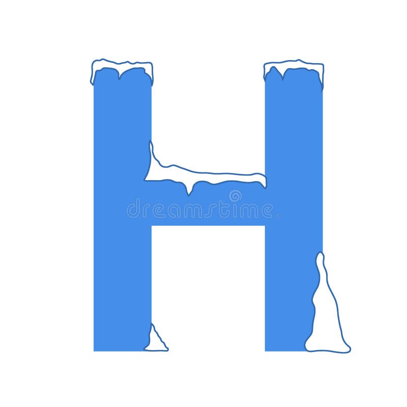 Icy Letter H with a Snow Cap. Decorative Winter Font Stock Illustration ...
