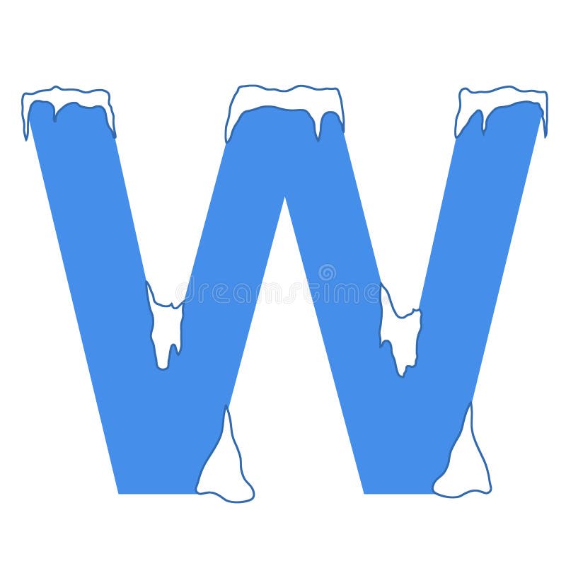 Icy Letter W with a Snow Cap. Decorative Winter Font Stock Illustration ...