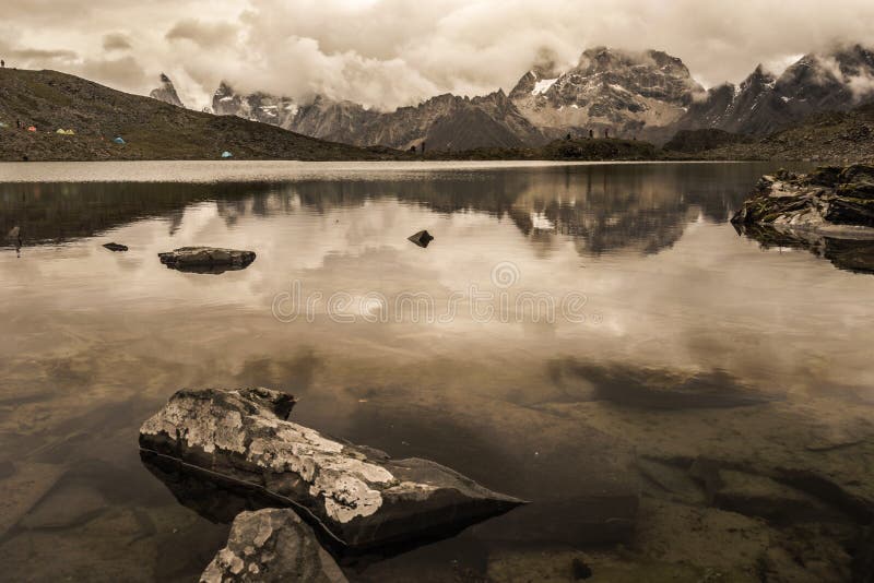 Icy Mountain Lake stock image. Image of hiking, beautiful - 85943355
