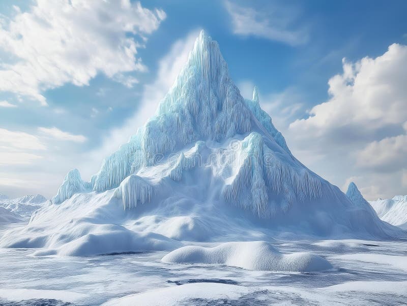 Icy Mountain Peak, Cold Landscape, Dramatic Lighting, Sharp Peak ...