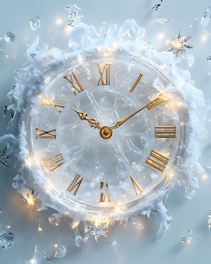 Countdown To New Year Midnight with Golden Clock Stock Illustration ...