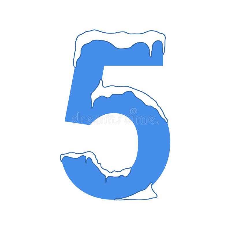 Icy Number Five, 5 with a Snow Cap. Decorative Winter Font Stock ...