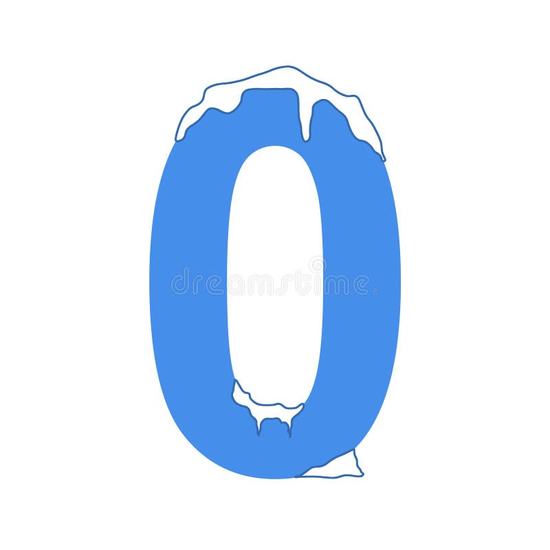 Icy Number Zero, 0 with a Snow Cap. Decorative Winter Font Stock ...