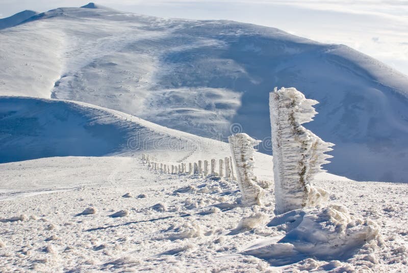 Icy Path in Mountains To High Peak Stock Photo - Image of mountain ...
