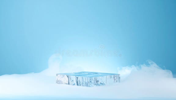 Icy Platform on Blue Background with White Smoke Stock Illustration ...