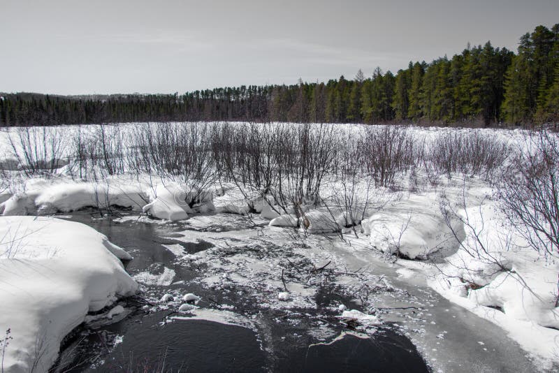 Icy River in the Canadian Winter Stock Image - Image of north ...