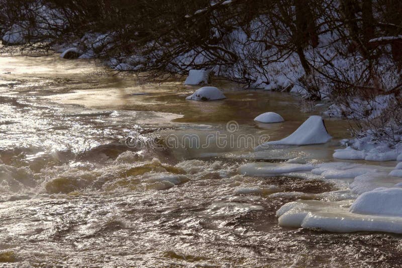 Icy River in the Canadian Winters in Quebec Stock Photo - Image of cold ...