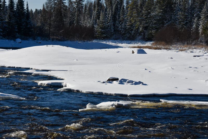 Icy River in the Canadian Winters in Quebec Stock Photo - Image of ...