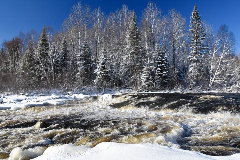 Icy River in the Canadian Winters in Quebec Stock Image - Image of ...