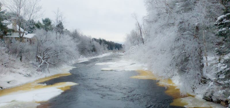 Icy River in the Canadian Winters in Quebec Stock Photo - Image of ...