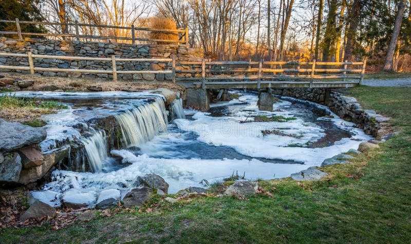 Icy River Flow stock photo. Image of park, winter, waterfall - 64916912