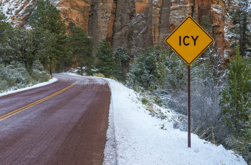 Icy road stock photo. Image of frost, sign, rural, blizzard - 34607544
