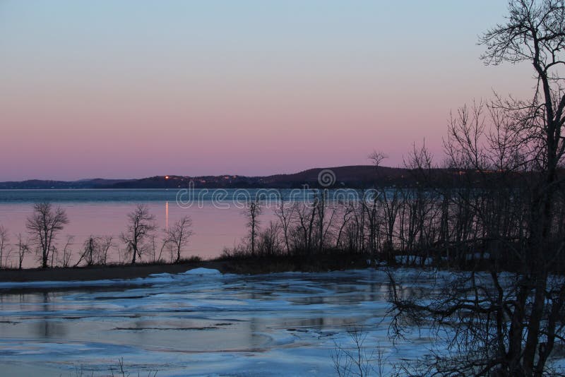 Icy sunset stock image. Image of parked, tractor, beautifully - 67797481