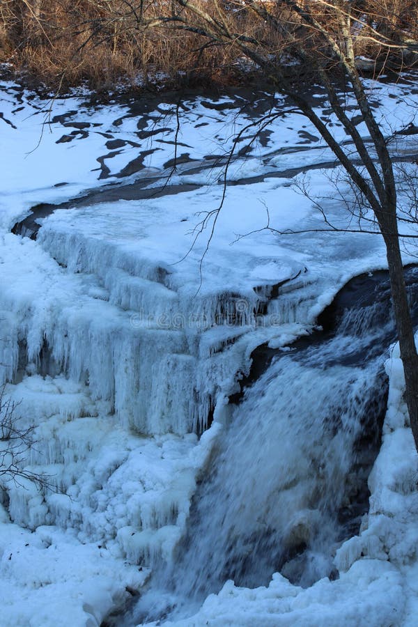 Icy waterfall. stock image. Image of waterfall, winter - 168114131