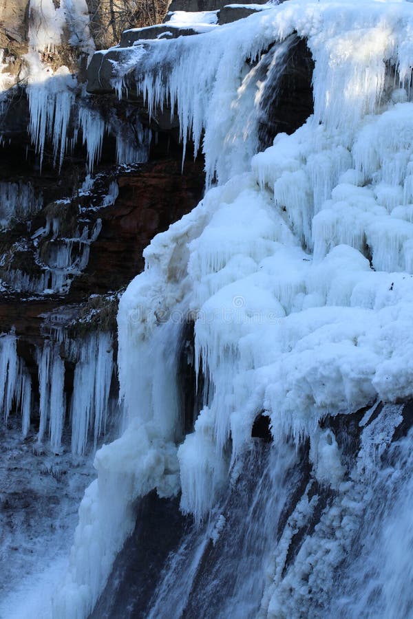 Icy waterfall. stock image. Image of park, waterfall - 168114145