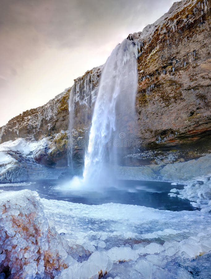 Icy waterfall stock photo. Image of nature, winter, rapid - 204924412