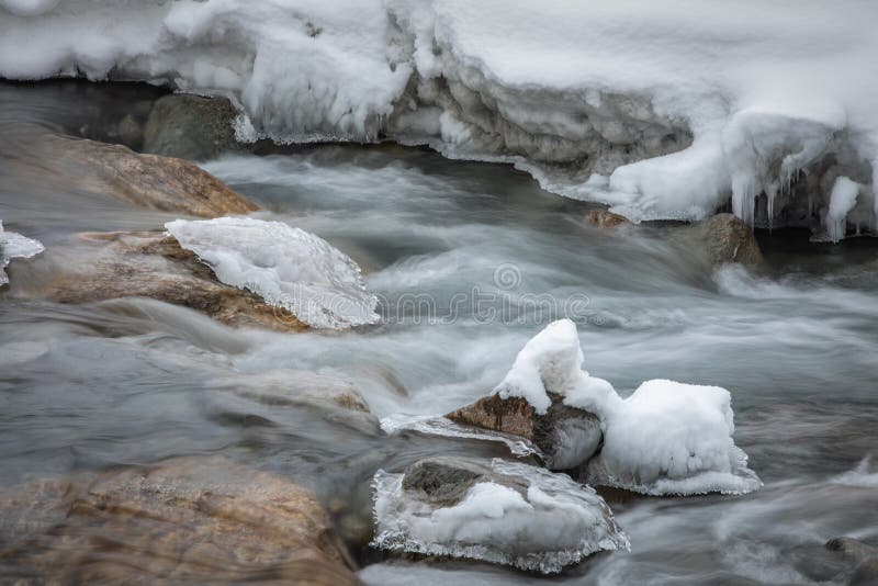 Icy Waters of a Winter River Stock Image - Image of flow, backdrop ...