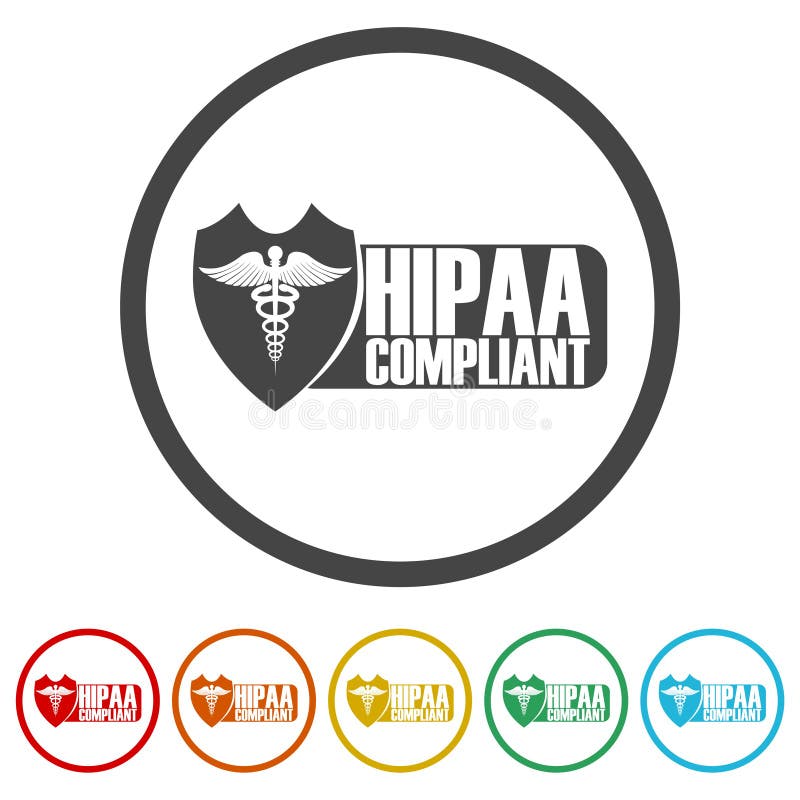 Icône De Logo De Bouclier Compatible Hipaa Isolé Sur Fond Blanc