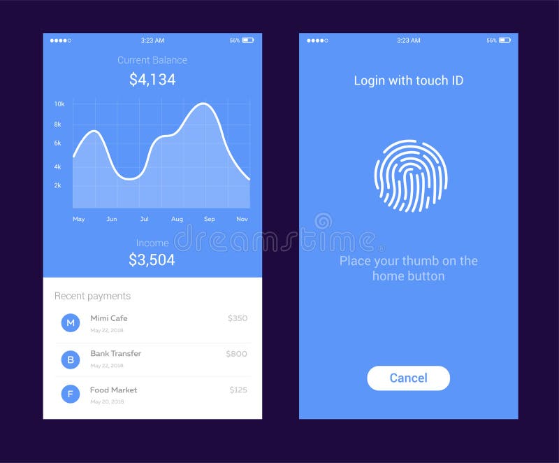 Login App UI Screen with Keyboard. Stock Vector - Illustration of phone ...