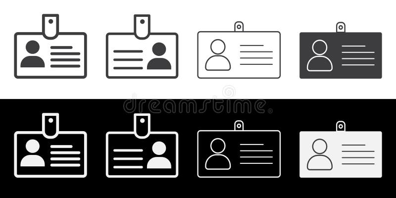 ID Badge Icons in Different Shades of Grayscale. ID Card Vector Icon ...