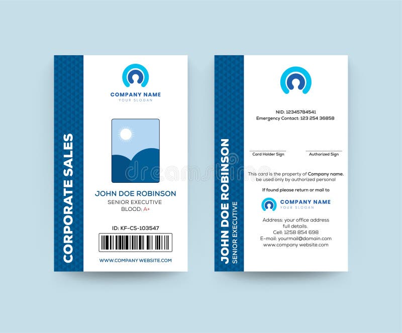 Modern Identity Card with Navy Blue Color Geometric Triangle Shape ...