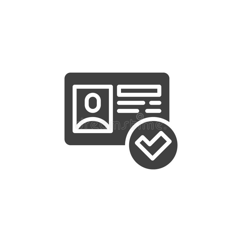 ID Card with a Checkmark Vector Icon Stock Vector - Illustration of ...