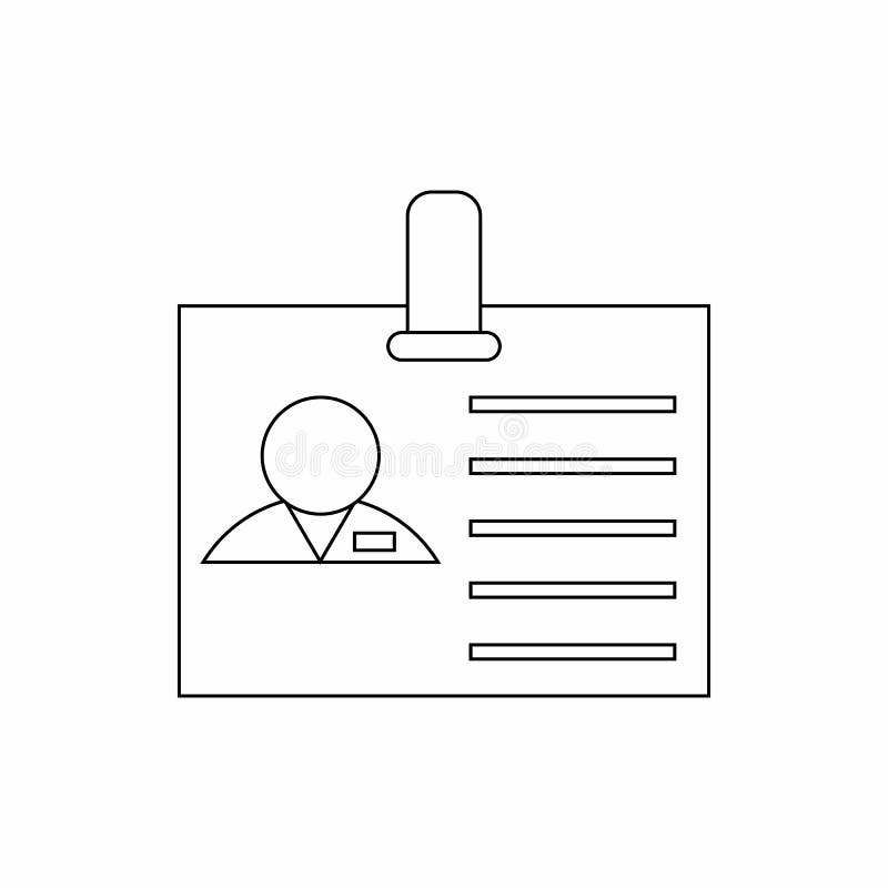 ID Card with Clip Icon, Thin Line Style Stock Vector - Illustration of ...