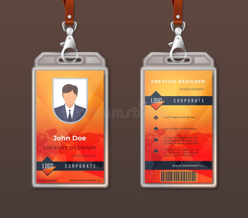 Id Card Corporate Identity Employee Access Badge Design Template Office Identification Tag