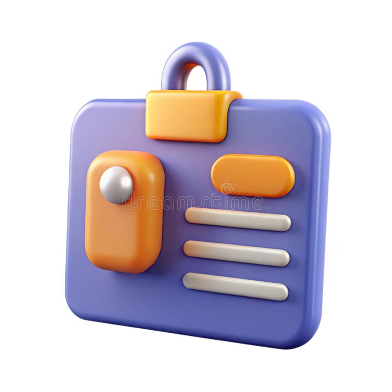 ID Card 3D Icon for Identification and Professional Credentials in ...