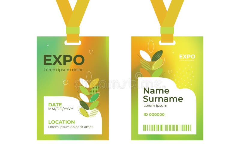 ID Card EXPO Template. Two Sided Authentication Pass Stock Vector ...