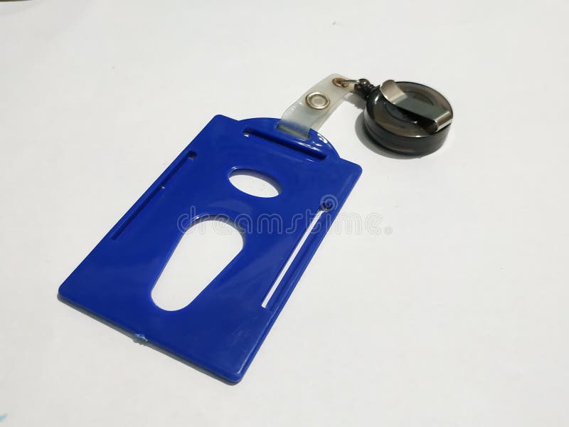 Id Card Holder in Blue Isolated in White Stock Image - Image of ...