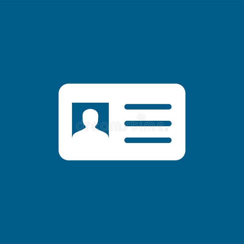 ID Card Icon on Blue Background. Blue Flat Style Vector Illustration ...