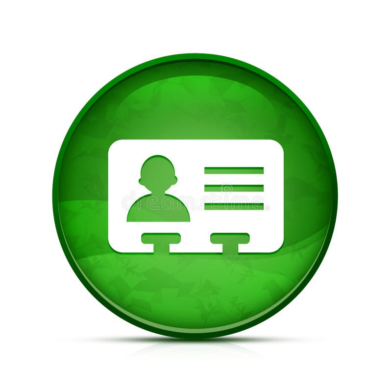 Id Card Icon on Classy Splash Green Round Button Illustration Stock ...