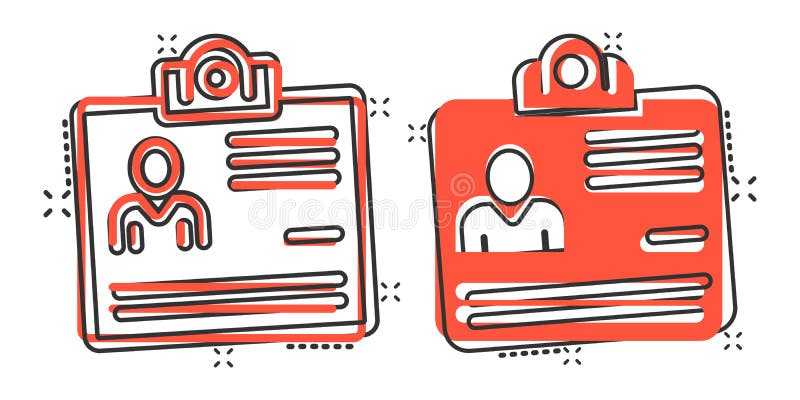 Id Card Icon in Comic Style. Identity Tag Cartoon Vector Illustration ...