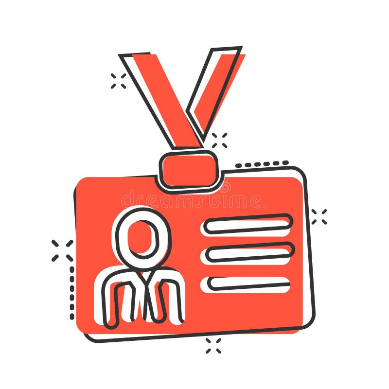 Id Card Icon in Comic Style. Identity Tag Cartoon Vector Illustration ...
