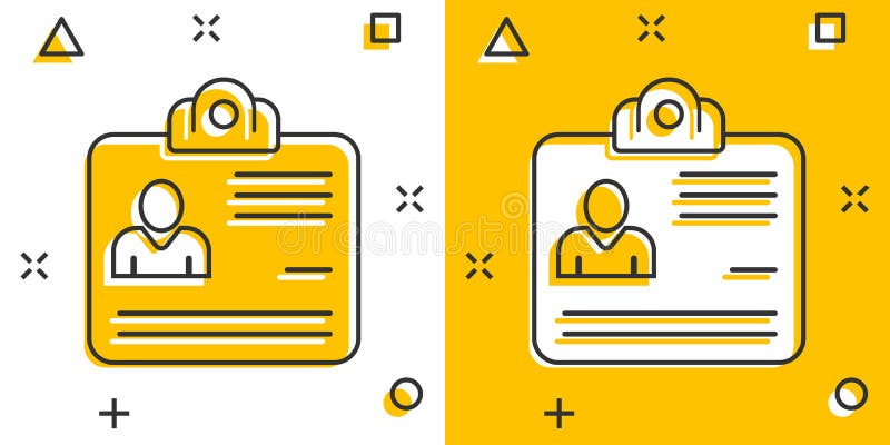 Id Card Icon in Comic Style. Identity Tag Cartoon Vector Illustration ...