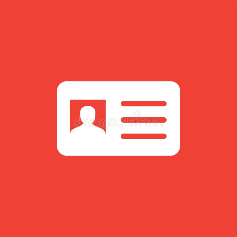 ID Card Red Icon on White Background. Red Flat Style Vector ...