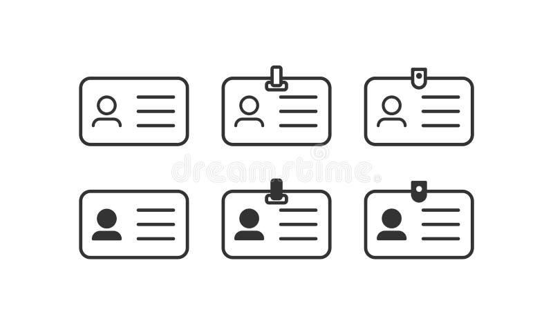 Id Card Icon Set. Identification Card Illustration Symbol Stock Vector ...