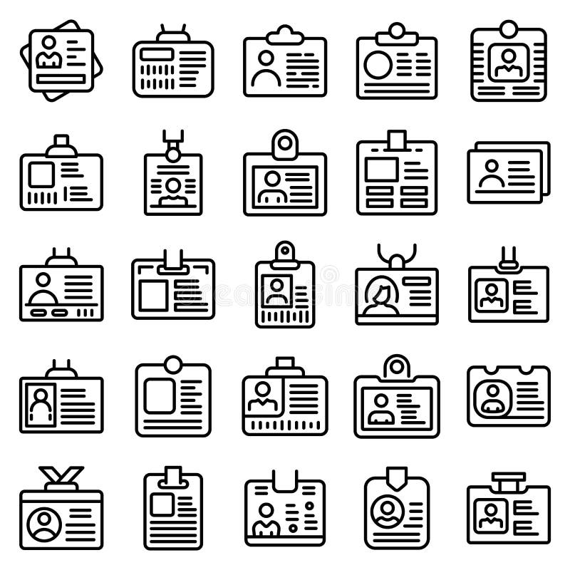 Vector Black Id Card Icons Set Stock Illustrations – 373 Vector Black ...