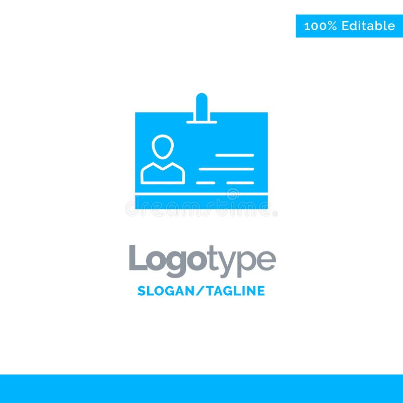 Id, Card, Identity, Badge Blue Solid Logo Template. Place for Tagline ...